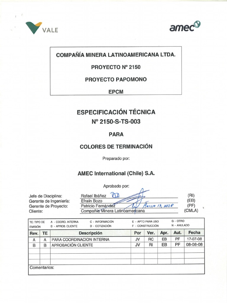 Especificacion Tecnica de Colores | PDF
