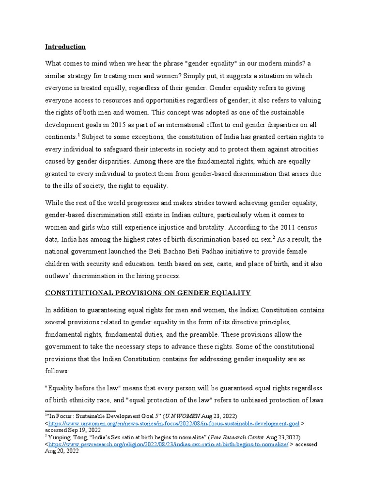 Indian constitution and principles of gender equality | PDF | Social ...