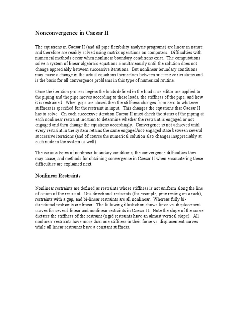 Non Convergence in Caesar II | PDF | Friction | Nonlinear System
