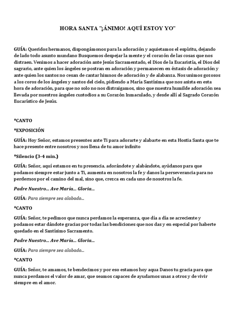 Hora Santa | PDF | eucaristía | María, madre de Jesús