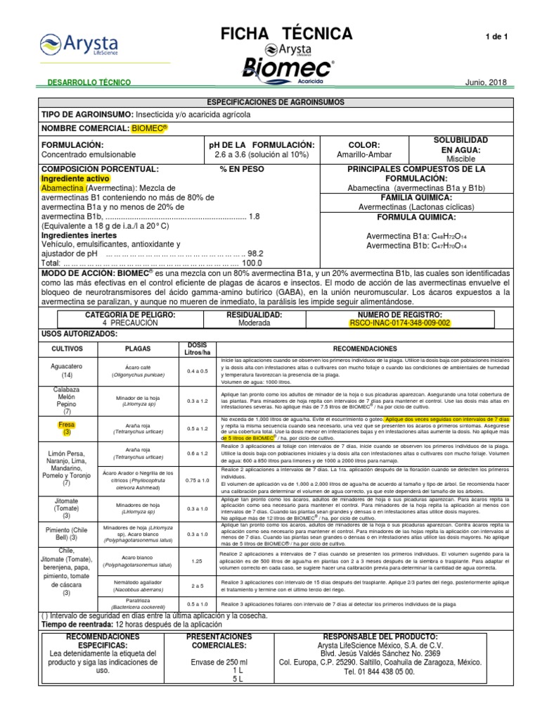 Biomec (INDETERMINADA) (Abamectina) | PDF