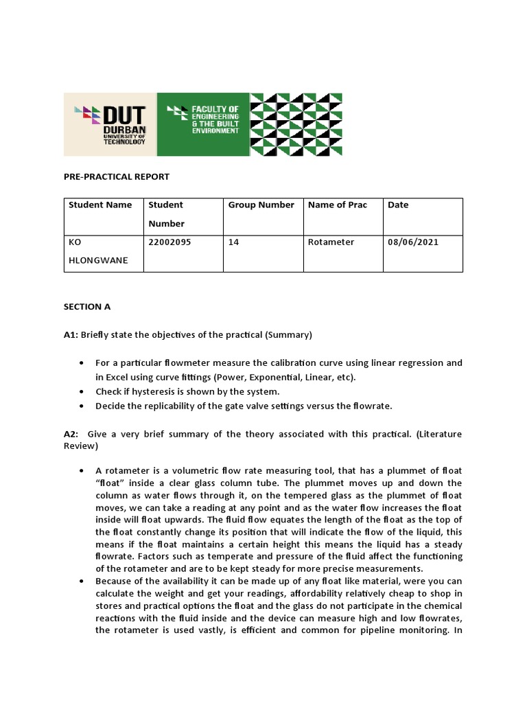 Rotameter Done | PDF | Pump | Flow Measurement