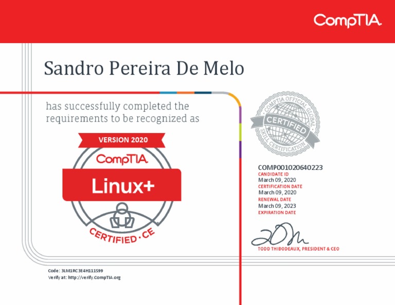 CompTIA Linux+ Ce Certificate PDF | PDF