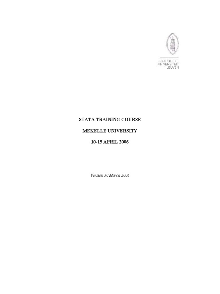 Stata Training Course | PDF | Regression Analysis | Logistic Regression Stata Training Course | PDF | Regression Analysis | Logistic Regression