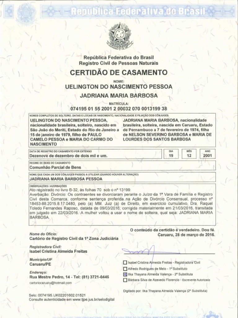 Certidão de Divórcio | PDF