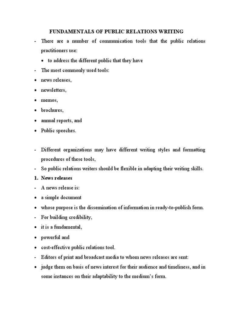 Fundamentals of Public Relations Writing | PDF | Art