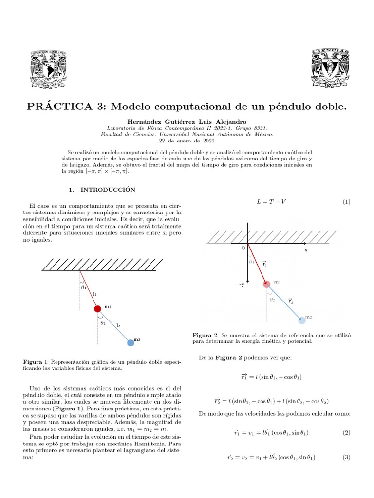 Modelo Caótico de Péndulo Doble | PDF | Teoría del caos | Oscilación