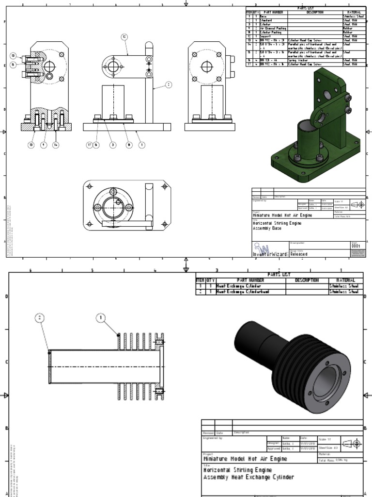 Compendio Planos Motor Stirling | PDF | Piston | Mechanical Engineering