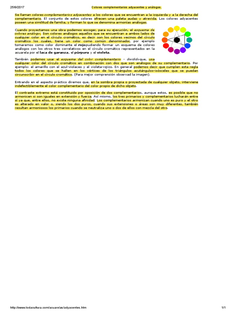 Colores Complementarios - Adyacentes y Análogos m1 l3 Publicacion | PDF