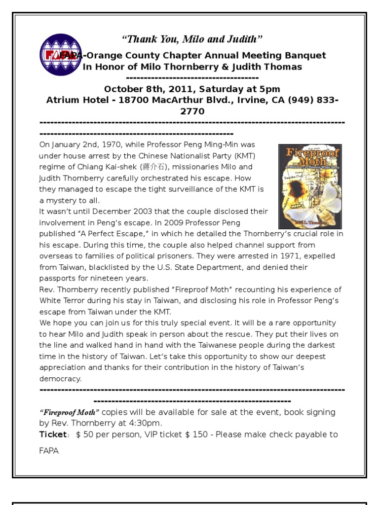 Honoring Milo and Judith Thornberry | PDF | Travel | Social Science