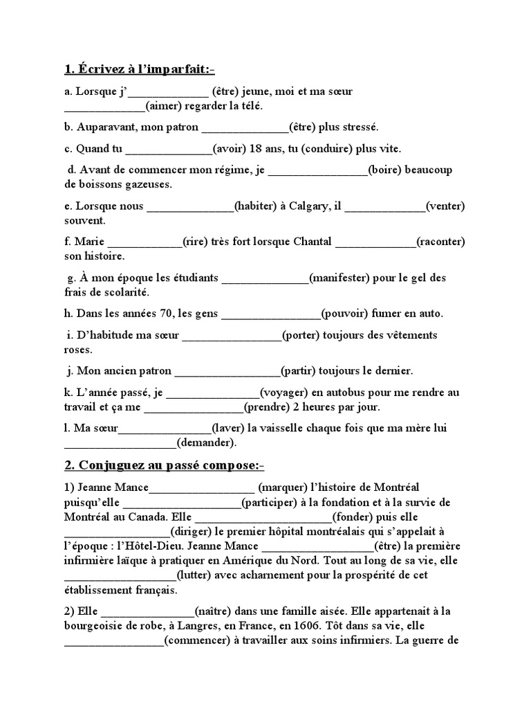 Pratique de l'imparfait et passé composé | PDF