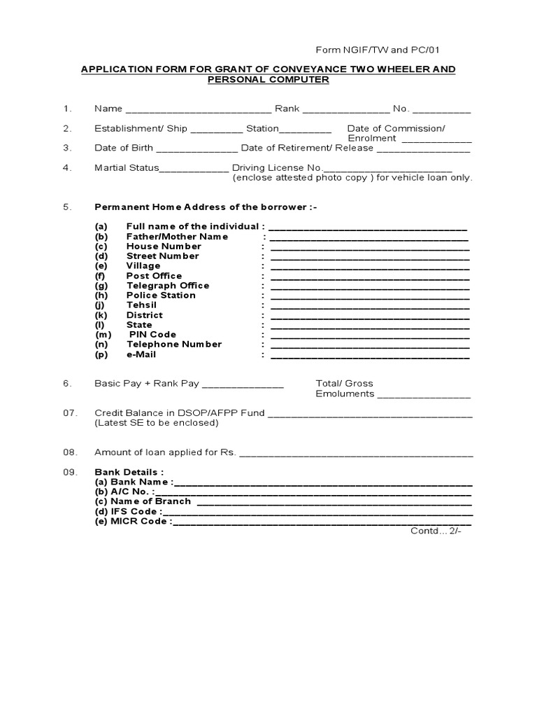 AGIF Two-Wheeler & PC Loan Application | PDF | Loans | Interest