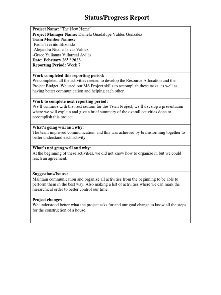 Status Progress Report Team Echo | PDF