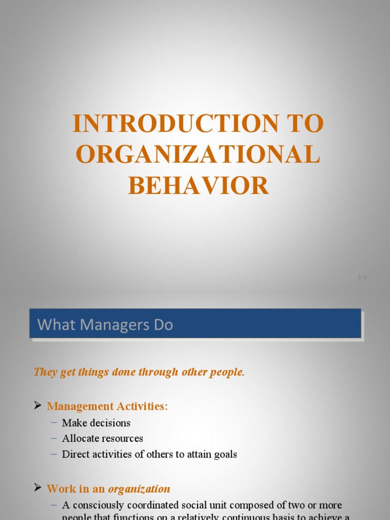 Introduction To Organizational Behavior | PDF | Organizational Behavior | Psychology