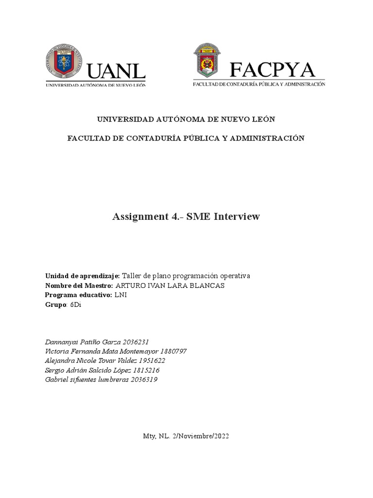 SME Interview | Download Free PDF | Supply Chain | Inventory