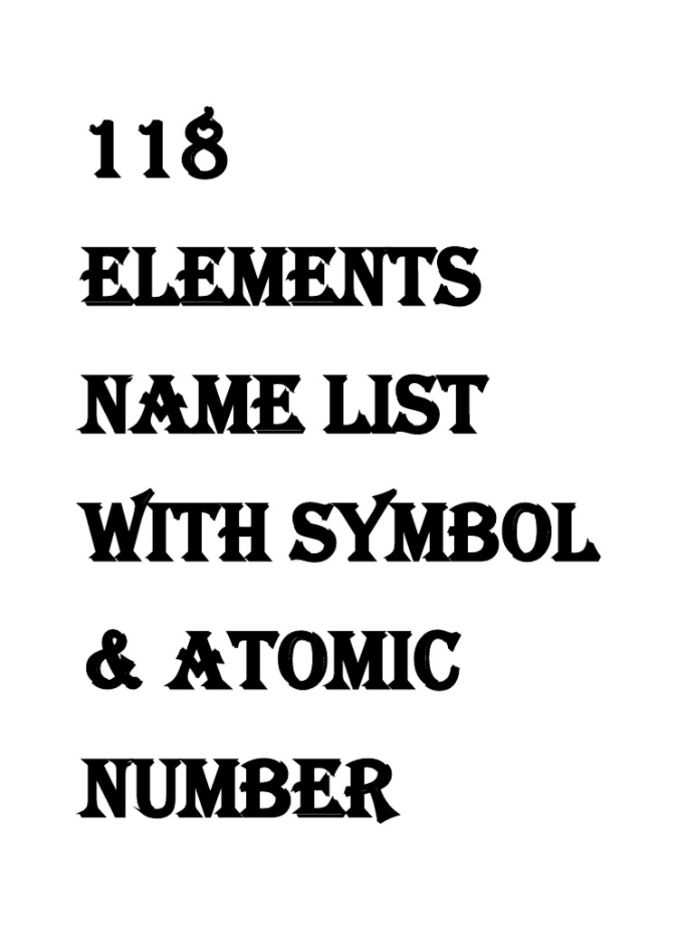 118 Elements: Names, Symbols, Numbers | PDF | Chemical Elements | Chlorine
