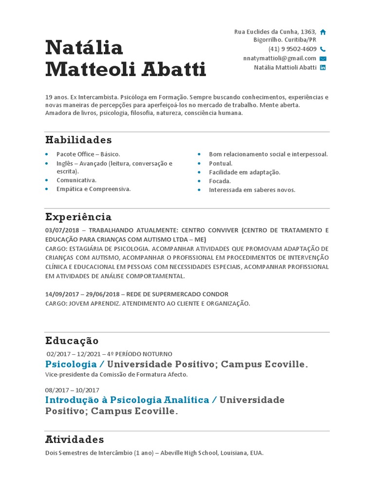Curriculum Natália M. Abatti Novo | PDF
