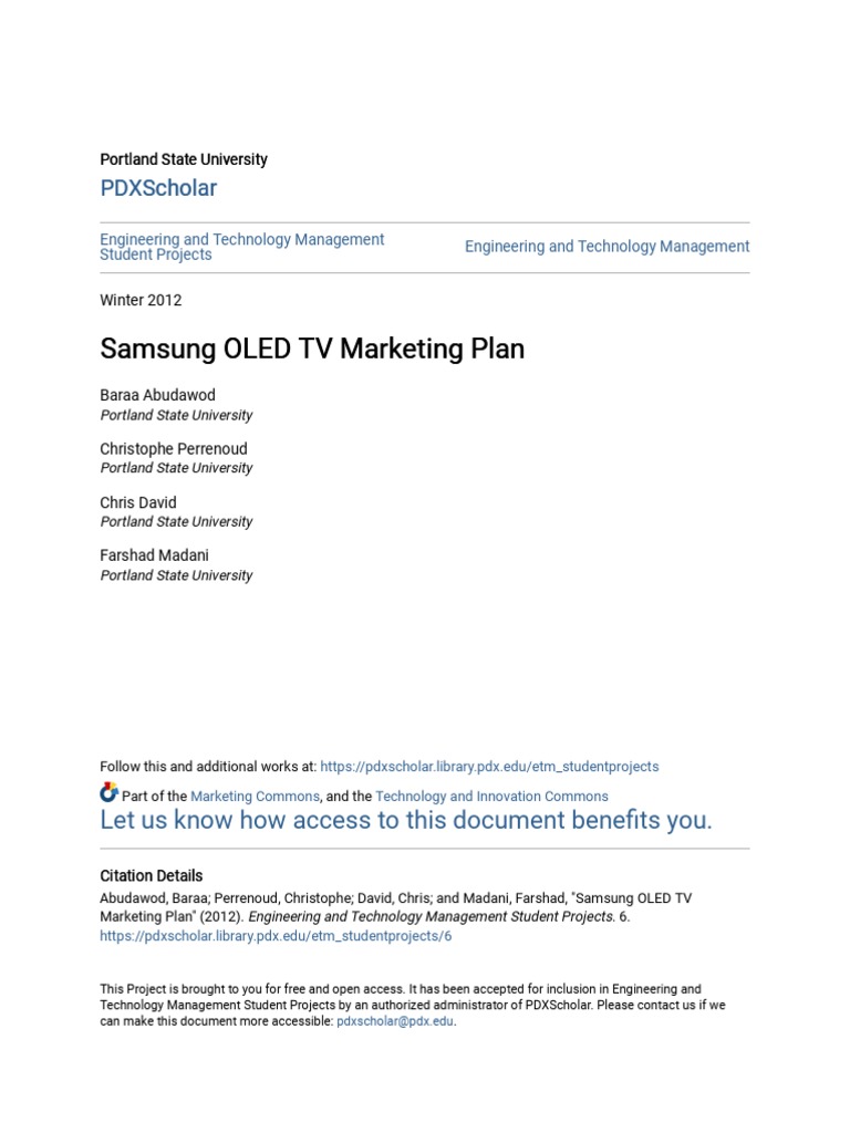 Samsung OLED TV Marketing Plan PDF | PDF | Oled | Television
