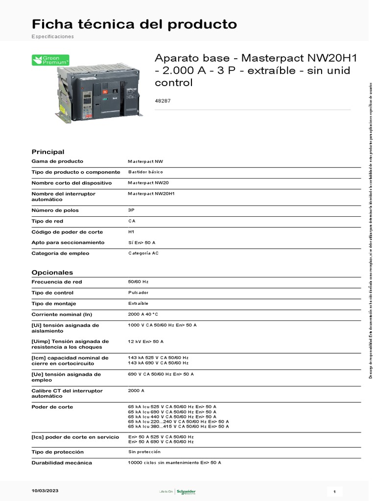Interruptores de Potencia Masterpact NW - 48287 PDF | PDF | Residuos ...