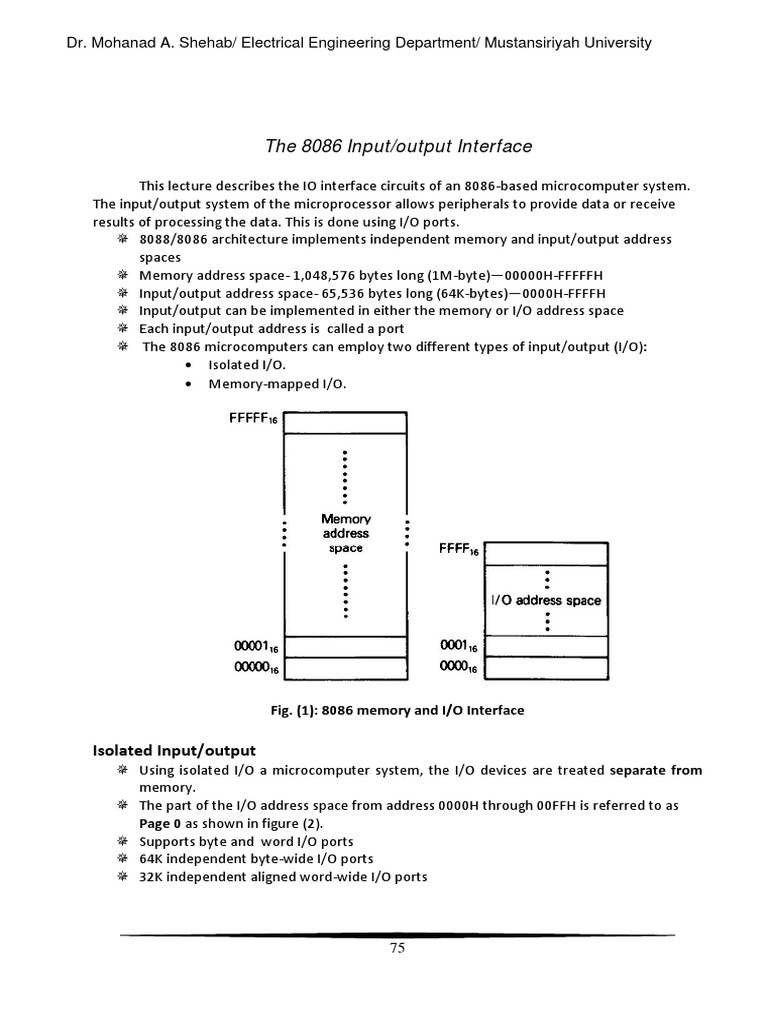 8086 Microcomputer I/O Interface Explained | PDF | Input/Output | Electronic Design