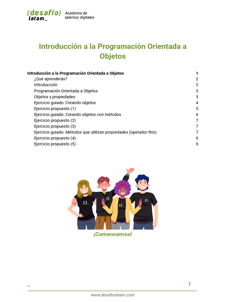 Lectura 1 Introducción A La Programación Orientada A Objetos Pdf Objeto Informática