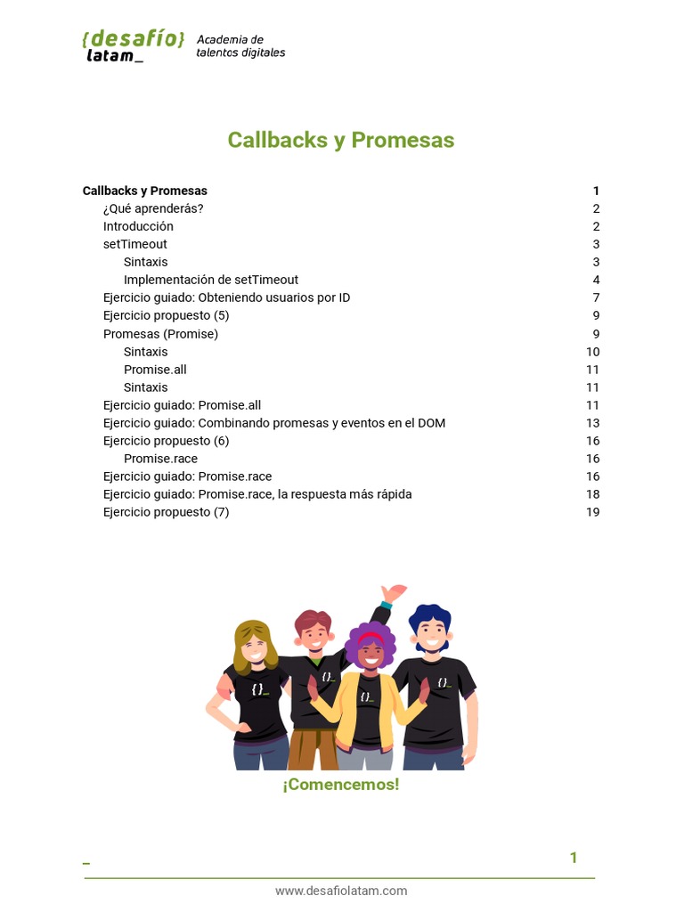 Lectura 2 - Callbacks y Promesas | PDF | Devolución de llamada (programación de computadora ...