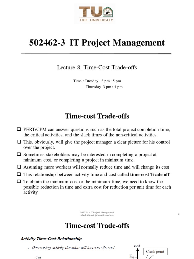 Lecture 8 - Cost-Time Trade Offs | PDF | Business | Applied Mathematics