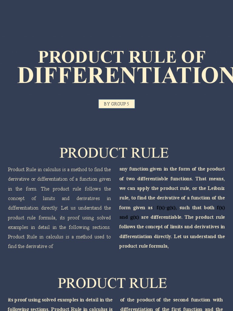 Product Rule of Differentiation | PDF | Derivative | Calculus