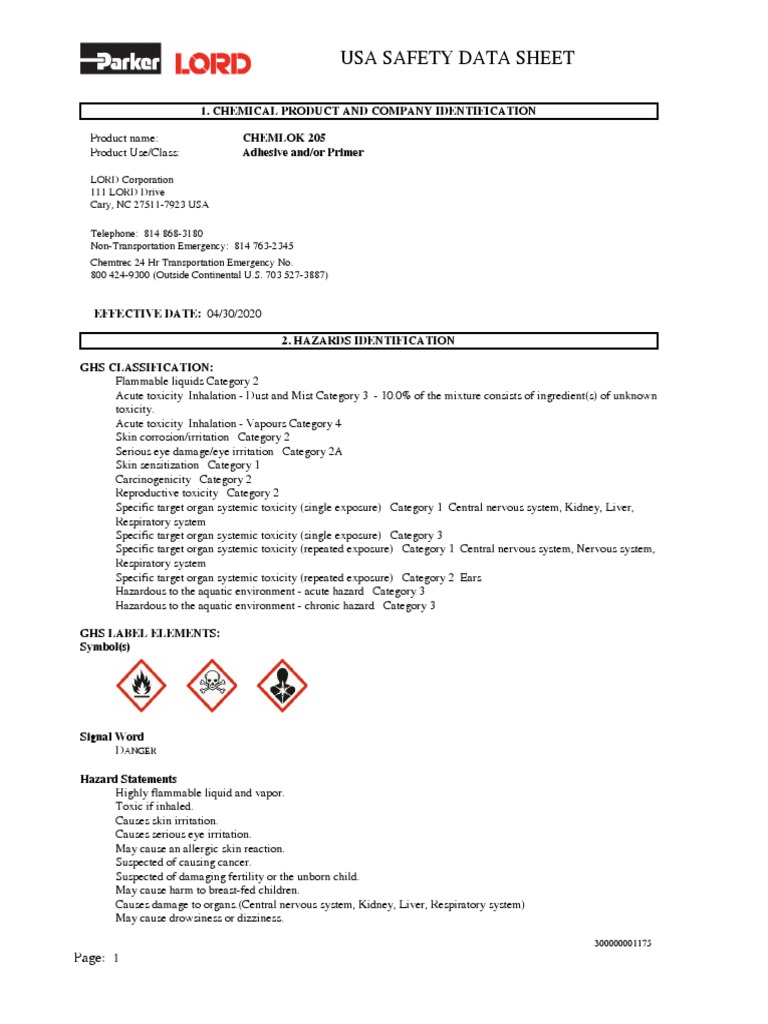 Chemlok 205 | Download Free PDF | Toxicity | Firefighting
