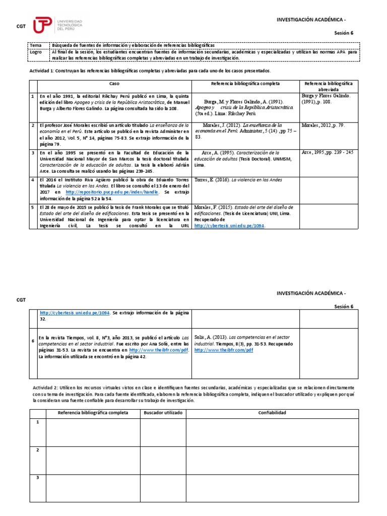 Material de Trabajo Sesion 6 Las Referencias Bibliograficas | PDF ...