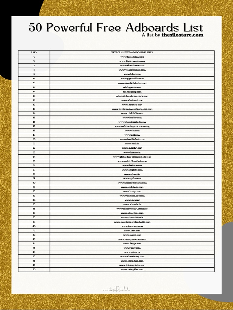 50 Powerful Free Adboards List | PDF | Computers | Lifestyle