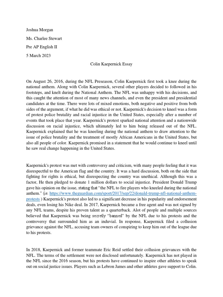 Colin Kaepernick Essay | PDF
