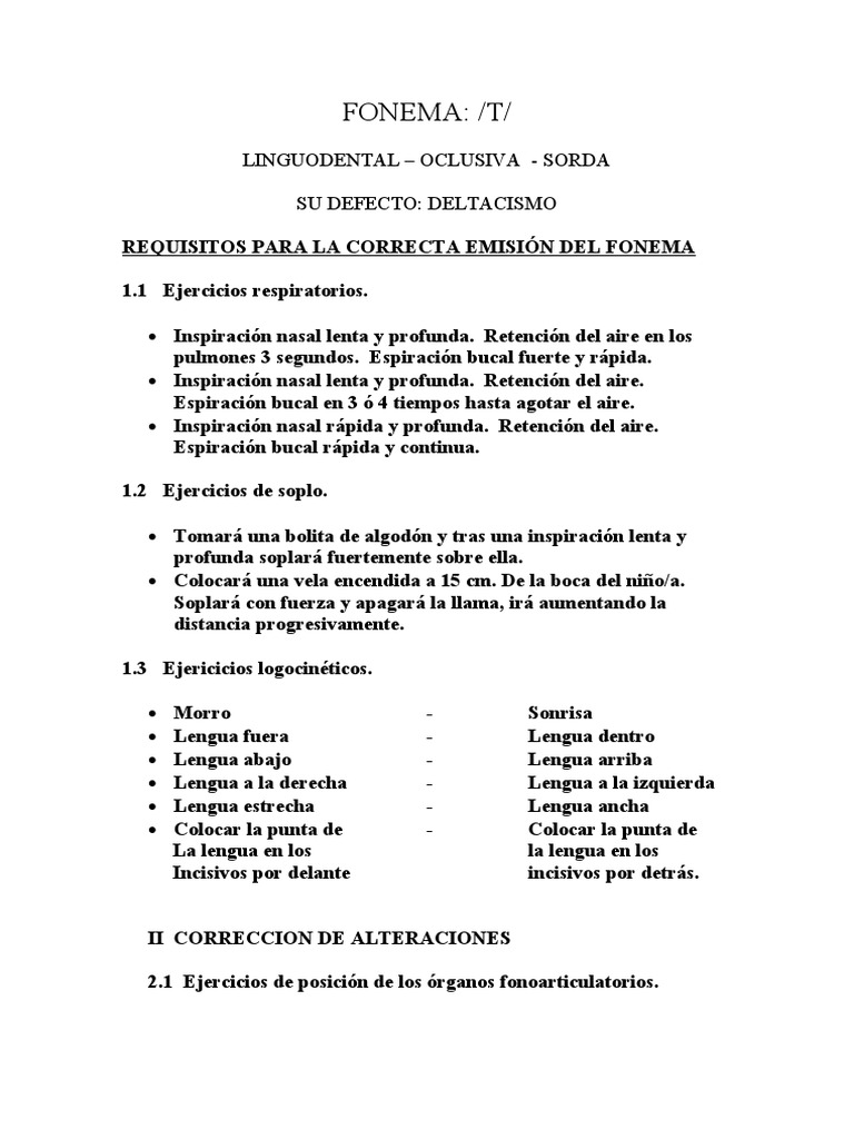 Ejercicios para corregir el fonema /t/ | PDF | Estudios de idiomas ...