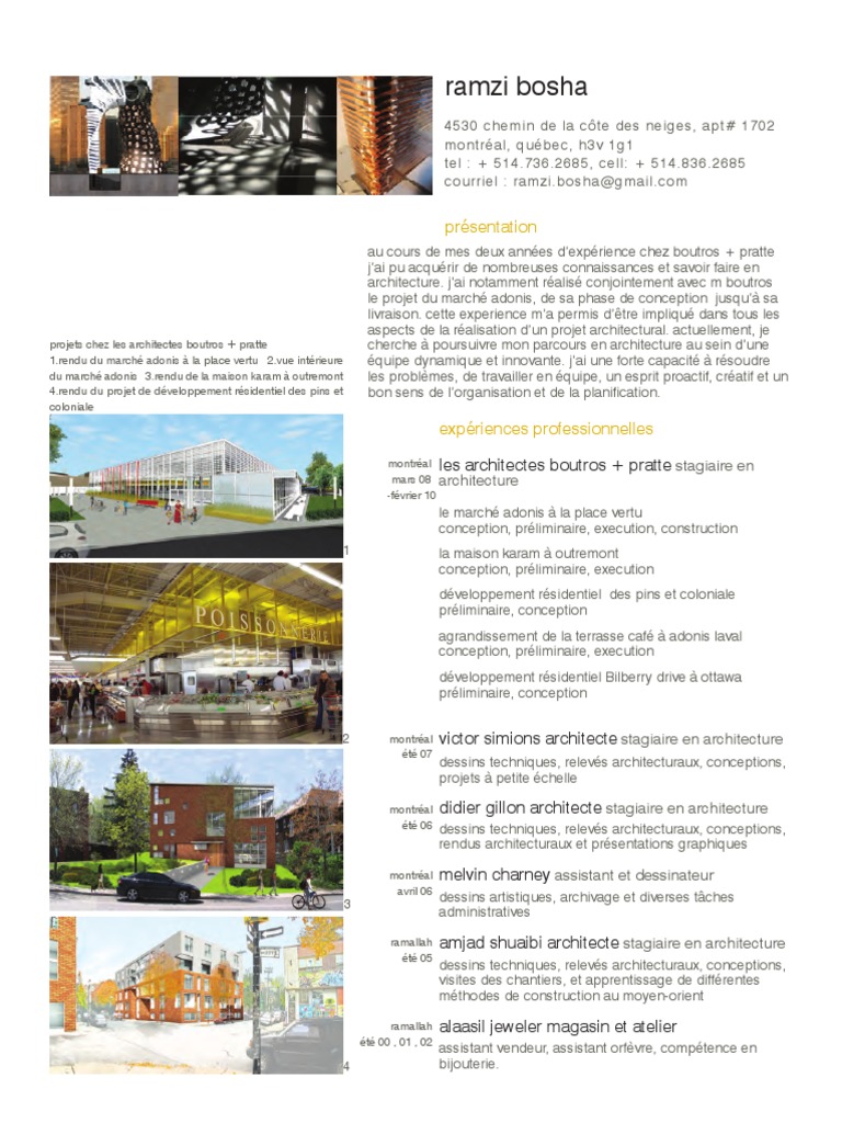 CV de Ramzi Bosha en architecture | PDF
