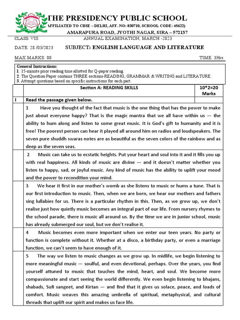 Class 8 English | Download Free PDF | Poetry | Sentence (Linguistics)