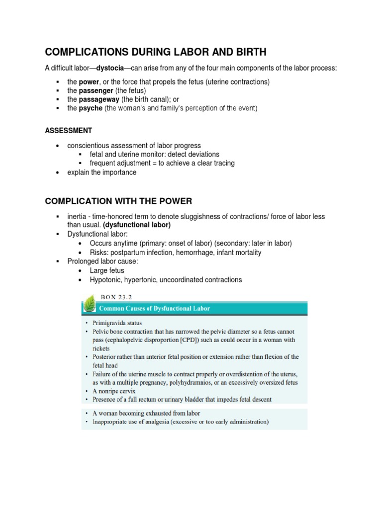 Complications During Labor and Birth | PDF | Childbirth | Uterus