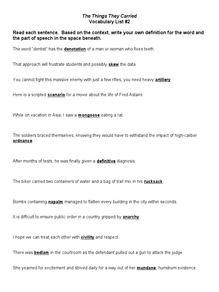 TTTC Vocab Anticipation Worksheet - 2 | PDF