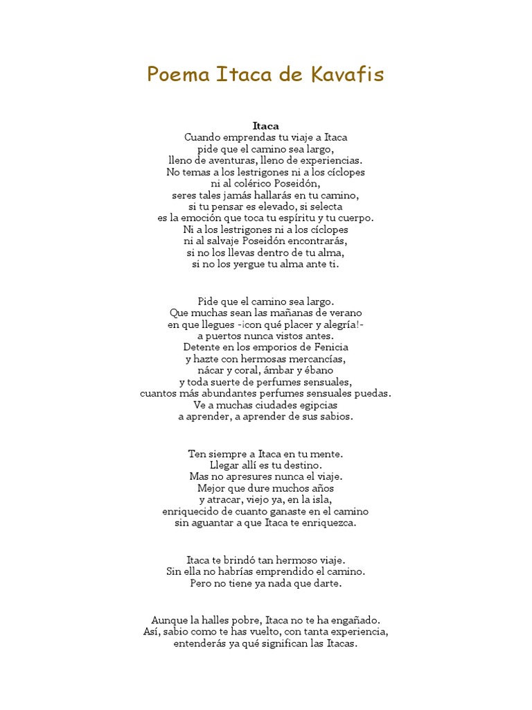 Poema Itaca de Kavafis | PDF