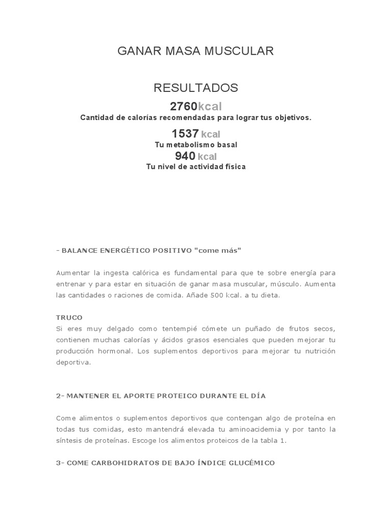 Ganar MASA MUSCULAR | PDF | Alimentos | Nutrición