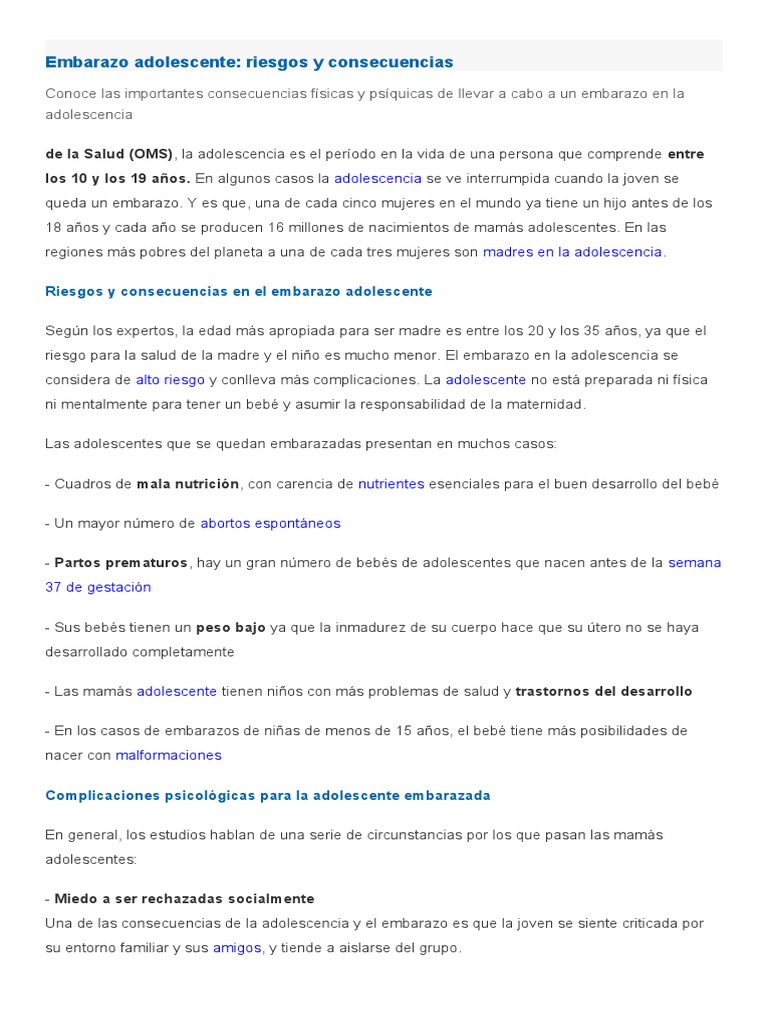 Consecuencias del embarazo adolescente | PDF | El embarazo | Juventud