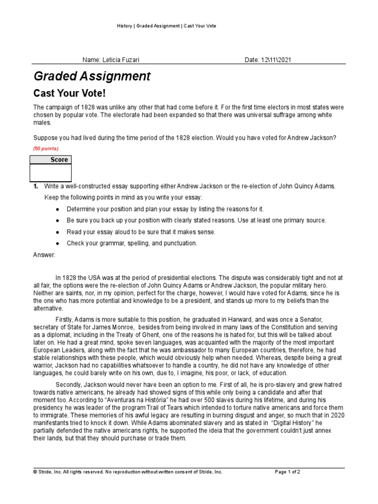 4.04 Graded Assignment | PDF | John Quincy Adams | Andrew Jackson