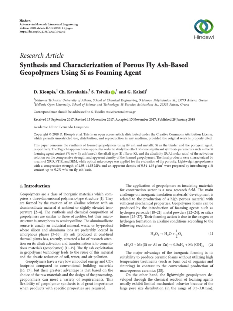 Synthesis and Characterization of Porous Fly Ash-Based Geopolymers ...