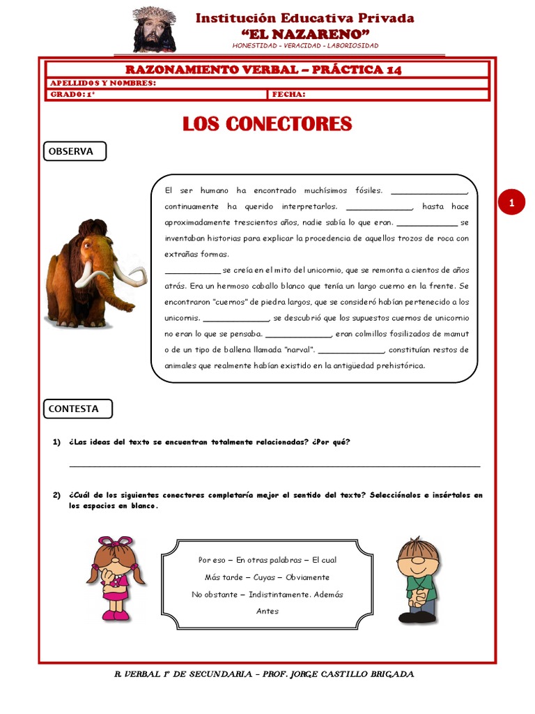 1° Práctica 03 Conectores PDF | PDF | Unicornio | Verdad