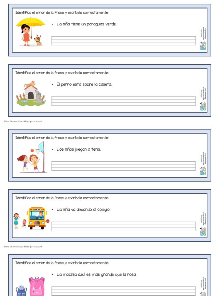 Corrección de Frases para Niños | PDF