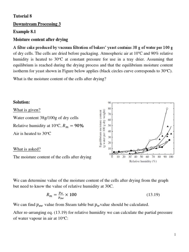Tutorial-8-Examples-Downstream Processing-3-Solutions PDF | PDF | Humidity | Solubility