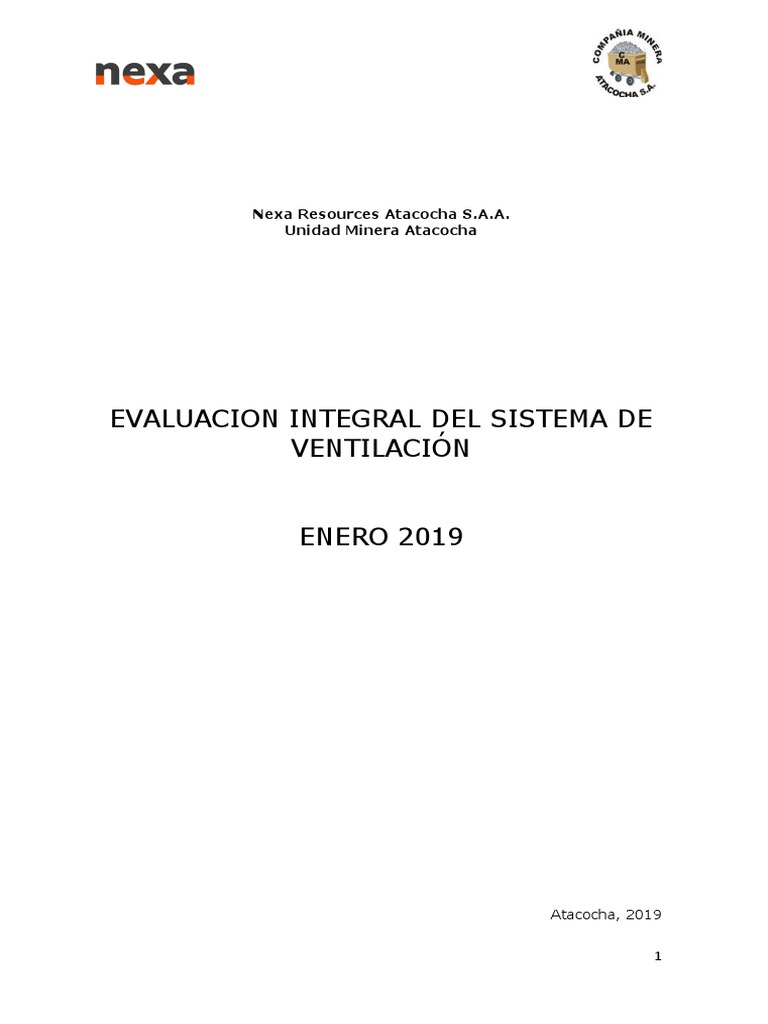 Evaluación Integral Del Sistema de Ventilación - Ene 2019 | PDF | Ventilación (Arquitectura ...