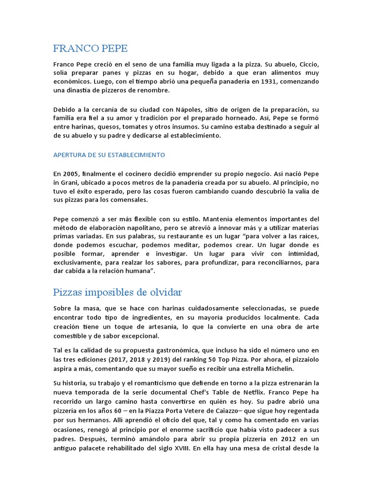 Franco Pepe | PDF | Pizza | Alimentos