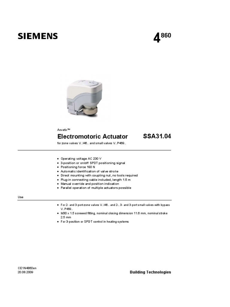 Siemens SSA31.04 PDF | PDF | Valve | Switch