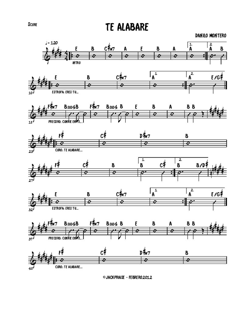 DM - Te Alabare - E-F#-G | PDF