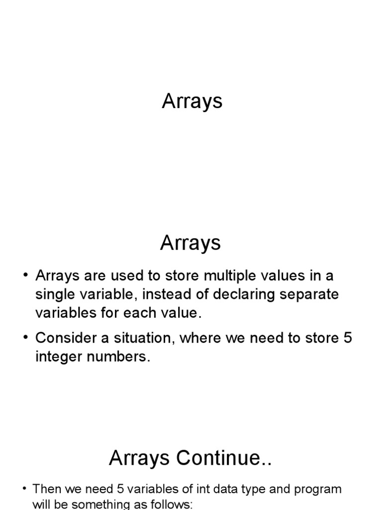 Array Pdf Variable Computer Science Integer Computer Science 